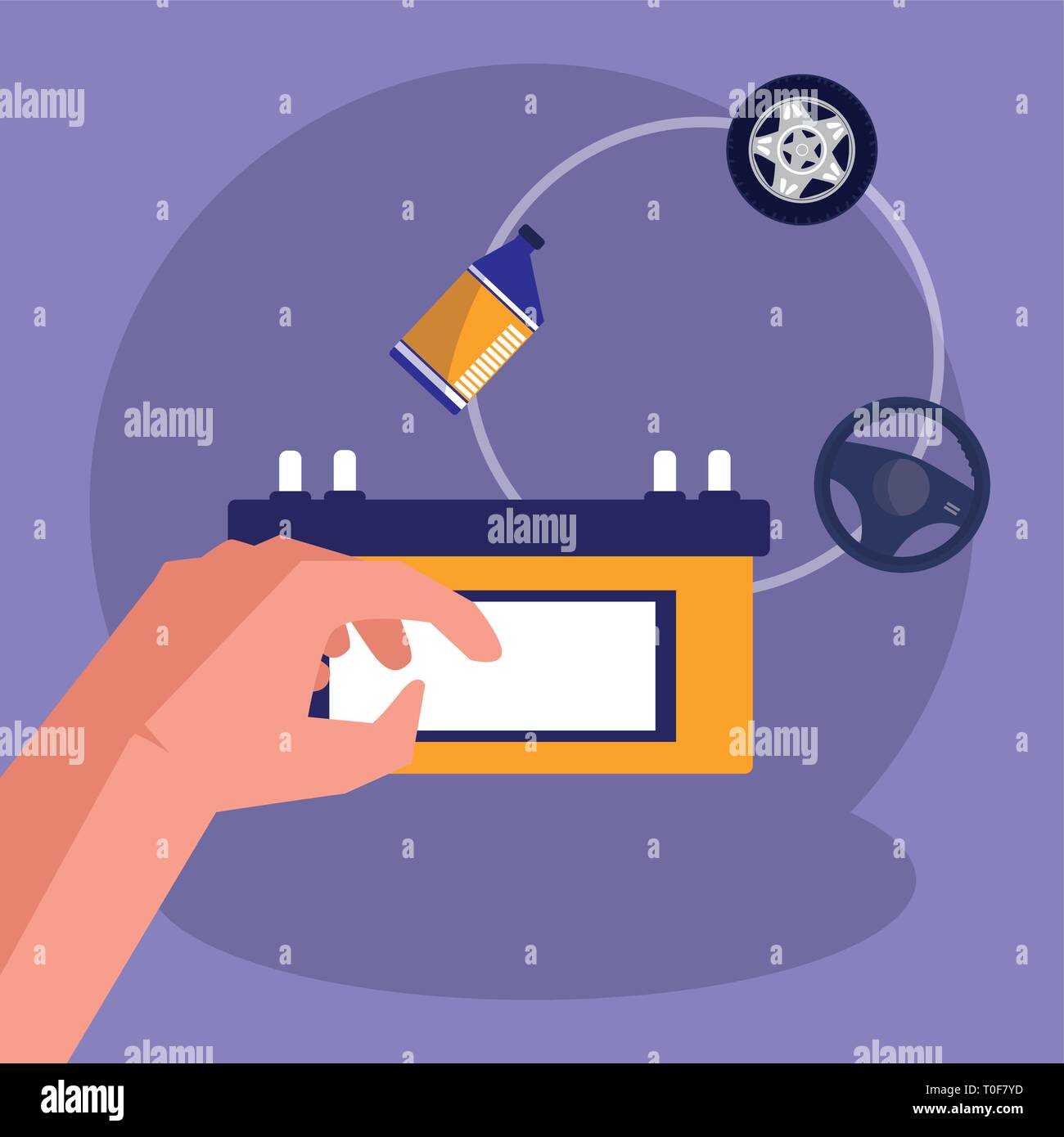 hand with electric battery car vector illustration design Stock Vector ...