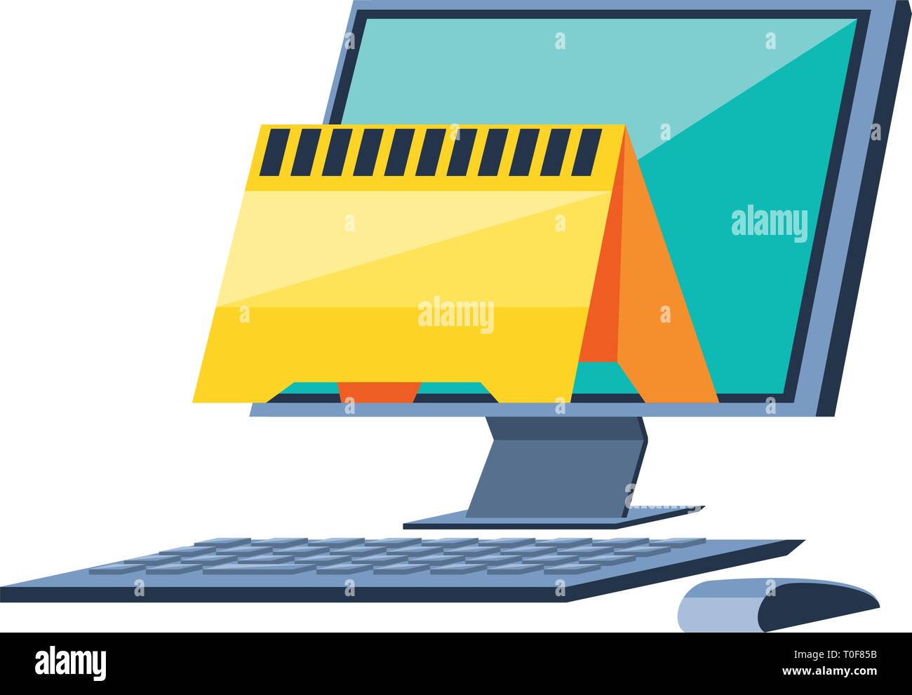desktop computer with signaling vector illustration design Stock Vector ...