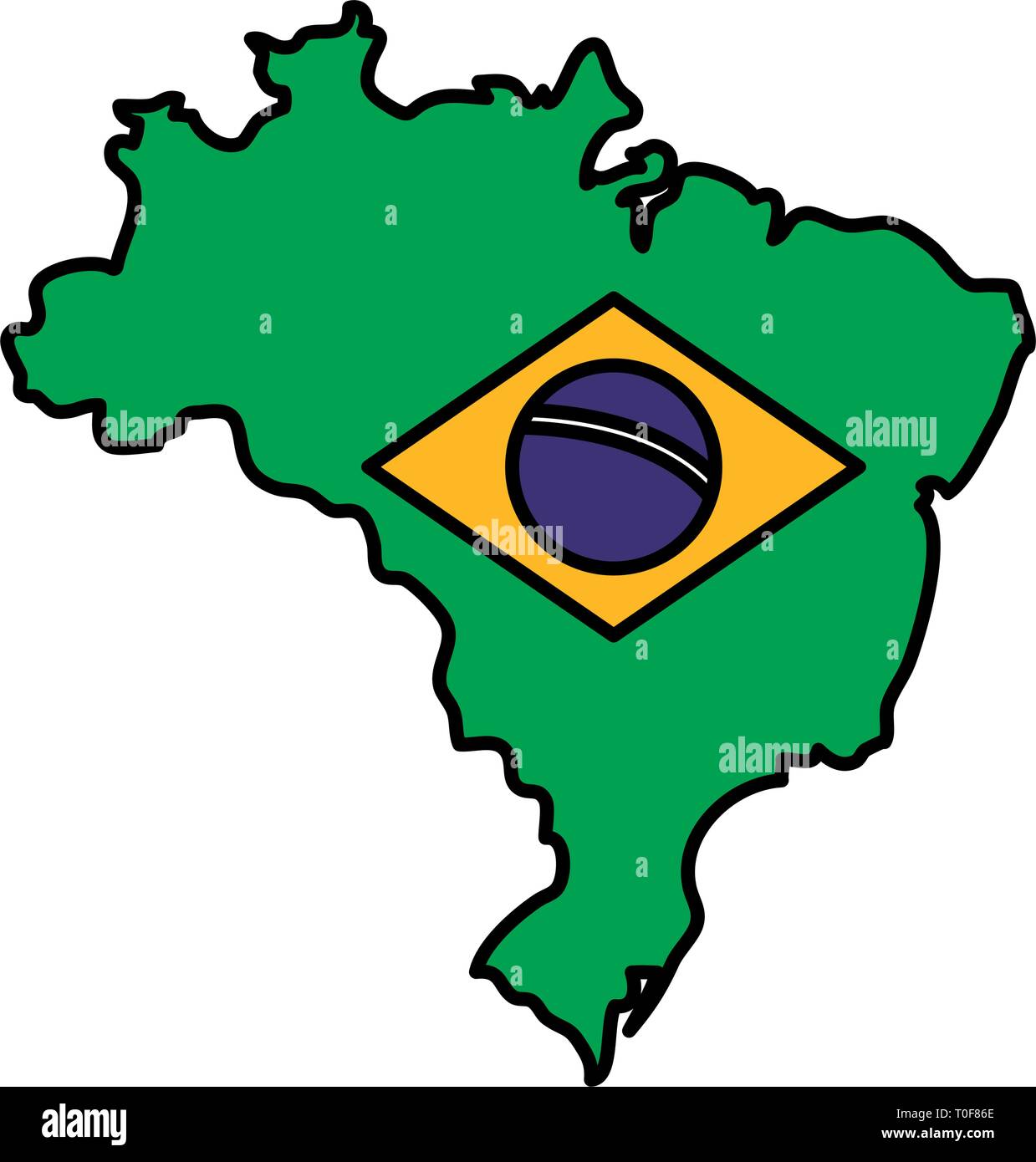 map with brazilian flag vector illustration design Stock Vector Image ...