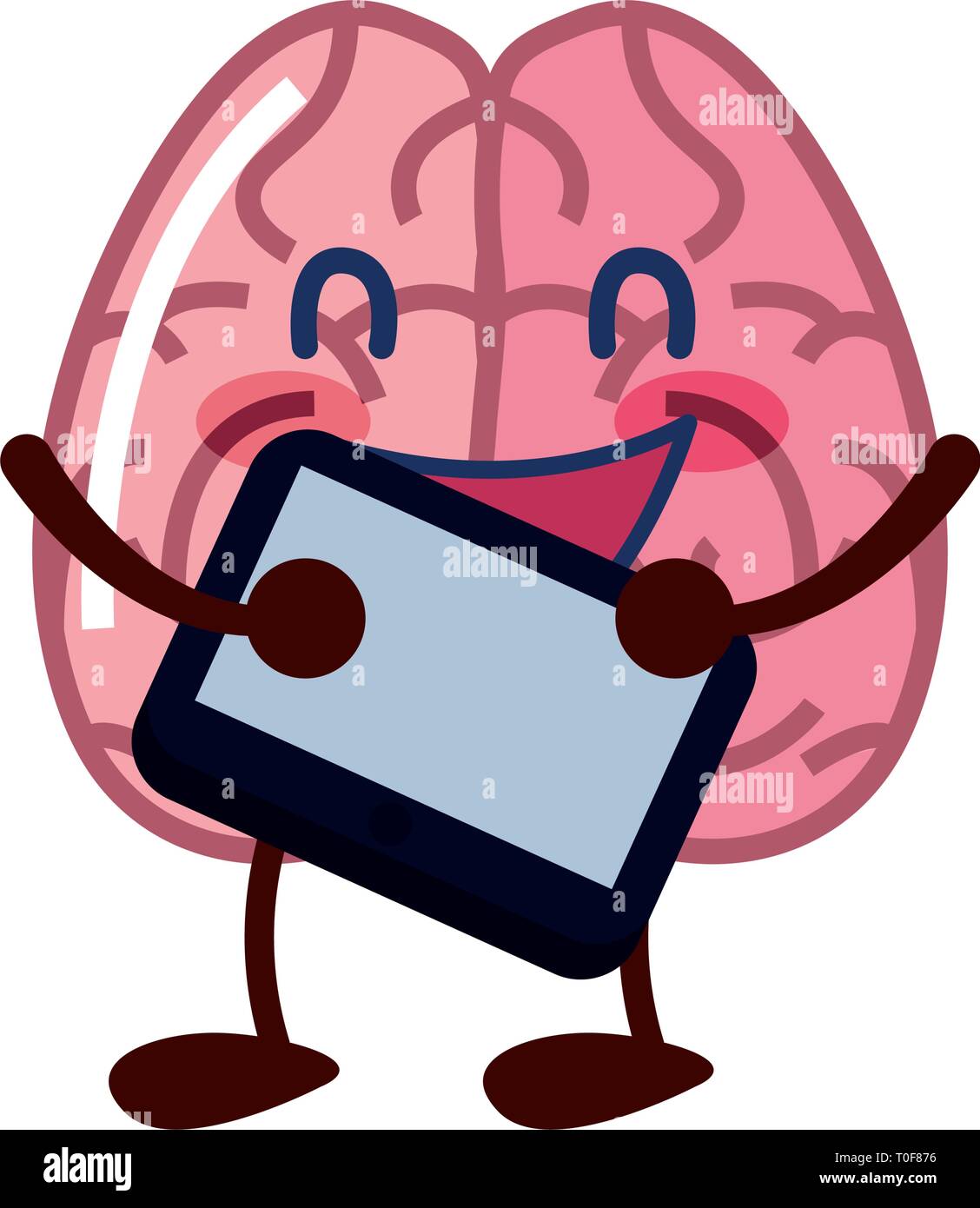 brain cartoon with tablet creativity vector illustration Stock Vector ...