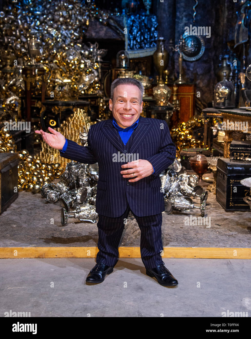 Warwick Davis in the Lestrange Vault set at the original Gringotts ...