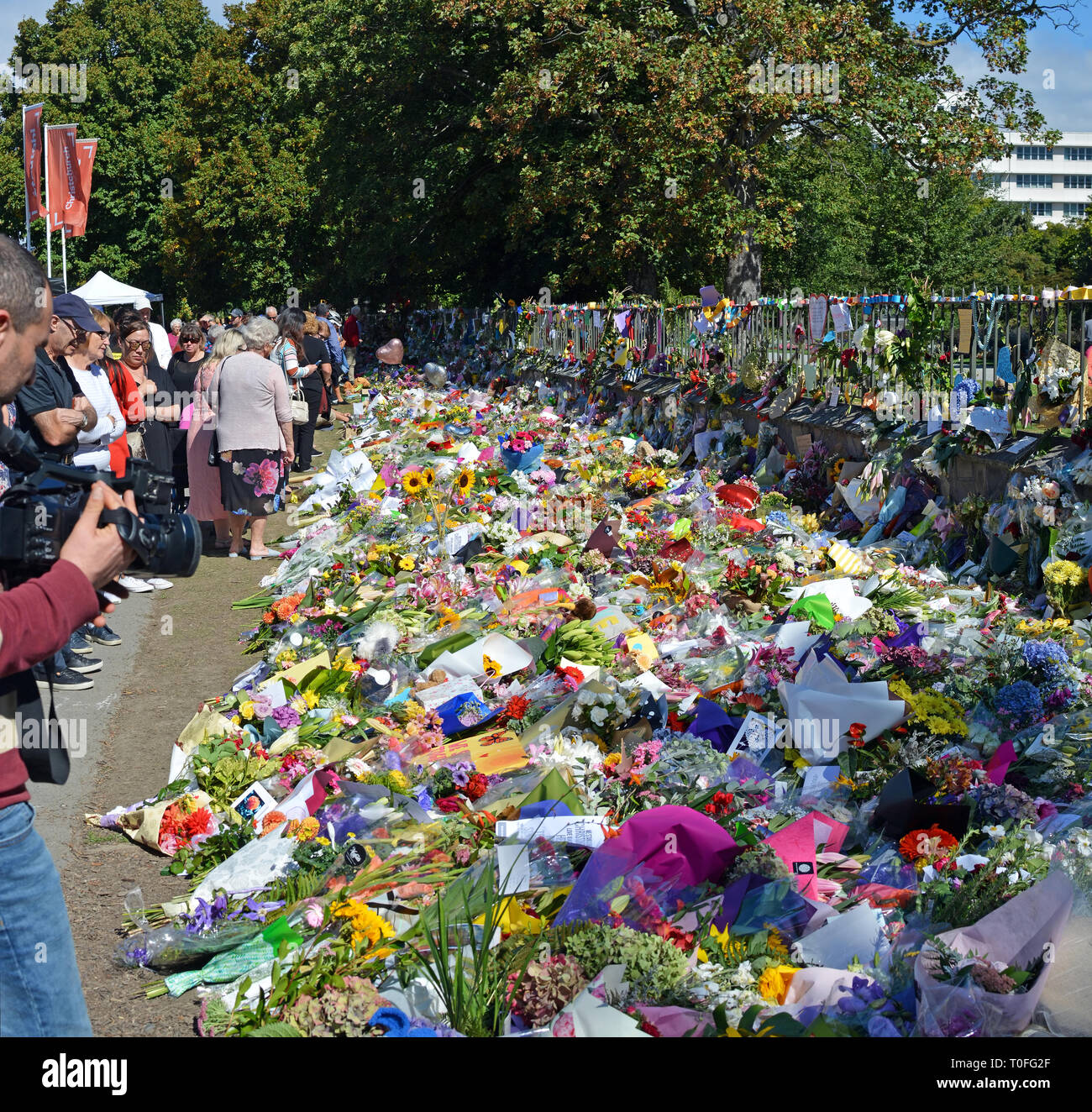 Christchurch, New Zealand - March 19, 2019; Floral tribute to the 50 ...