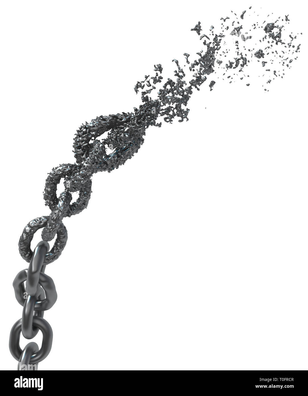 Chain liquid melting splashing, dark grey metal 3d illustration ...