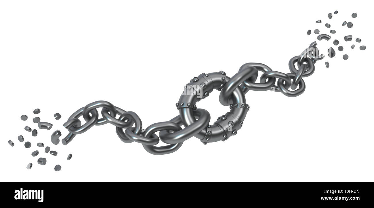 Breaking chain with reinforced strong link, dark grey metal 3d ...