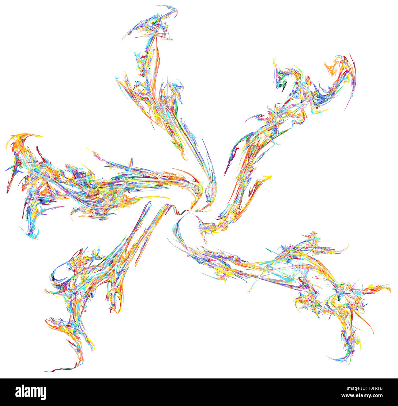 Paint splash mixed colors flame abstract five, isolated, horizontal ...