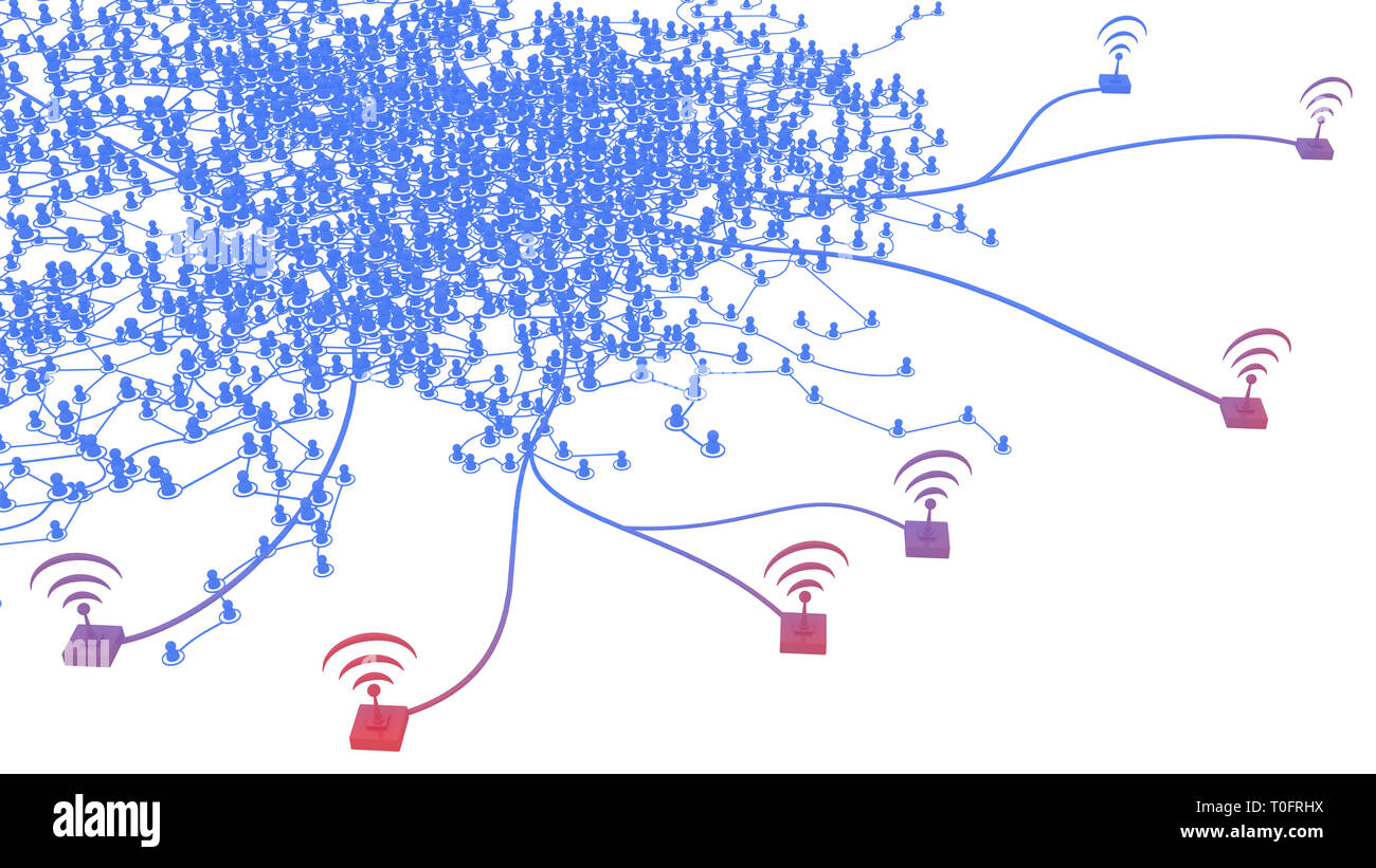 Circles linked by lines connection system wireless transmitter edge ...