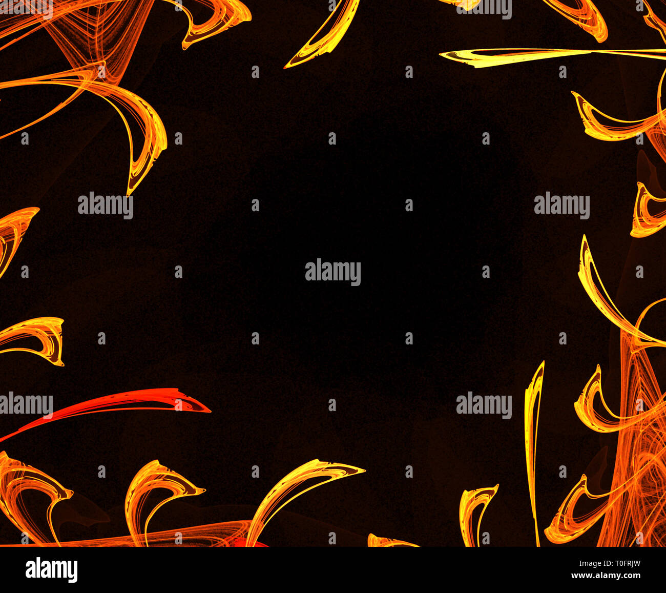 Fire tendril curve loop ends special effect abstract, dark background ...