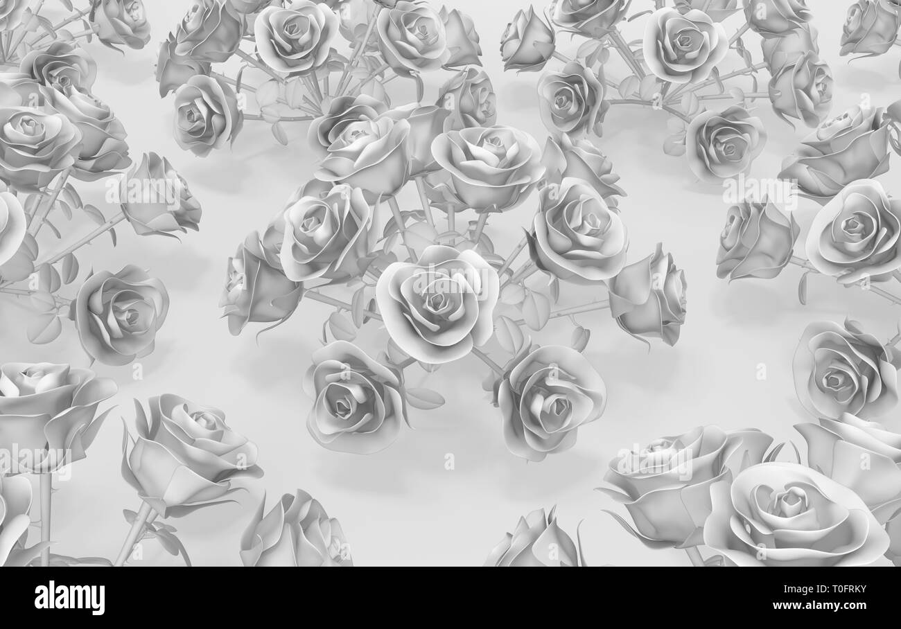 3d rose flower Black and White Stock Photos & Images - Alamy