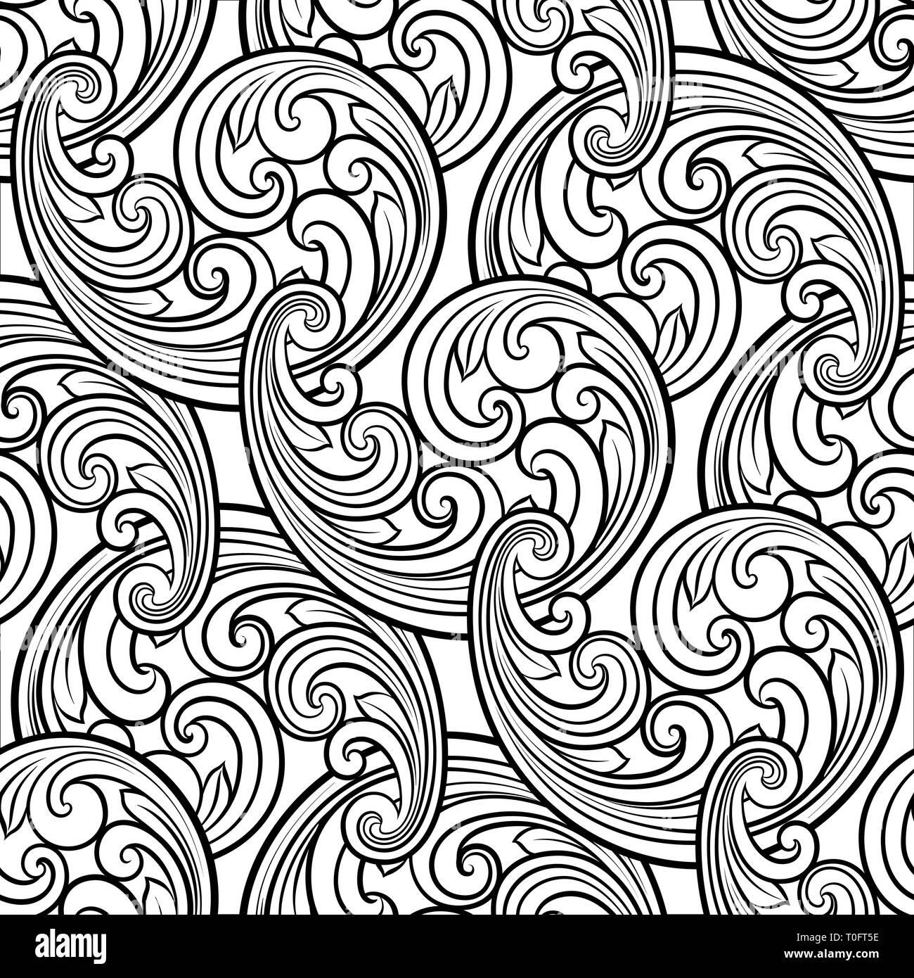 Seamless baroque scrolls line pattern in eastern or arabic style ...