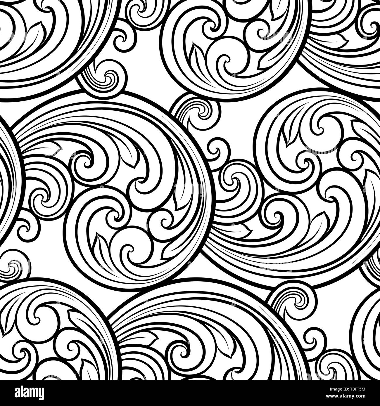 Seamless baroque scrolls line pattern in eastern or arabic style ...