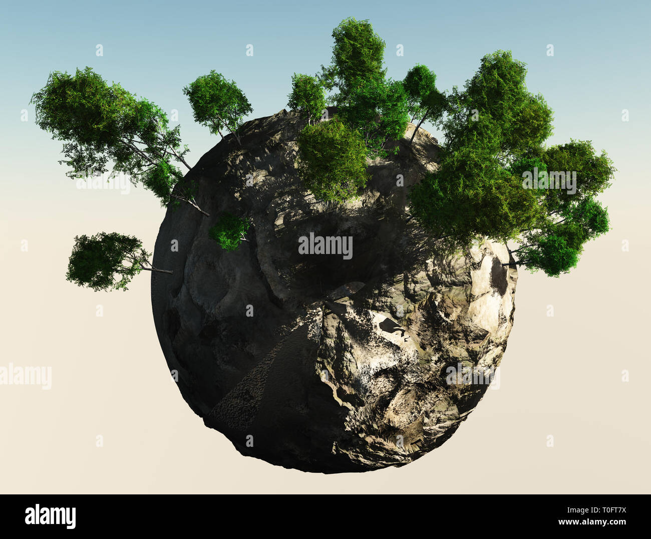 Small planet with trees Stock Photo - Alamy
