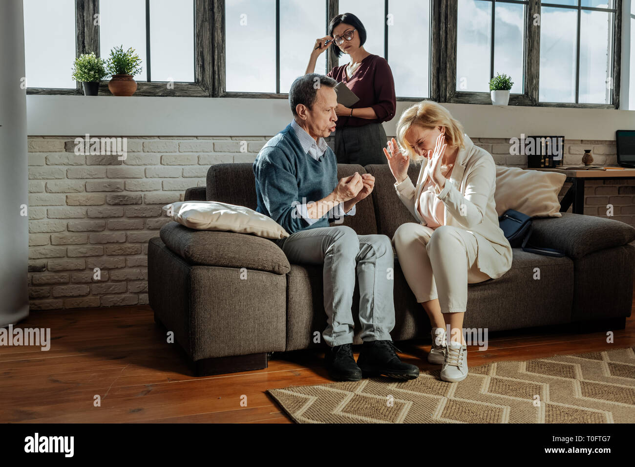 Aggressive and expressive couple having crisis in relationship Stock ...