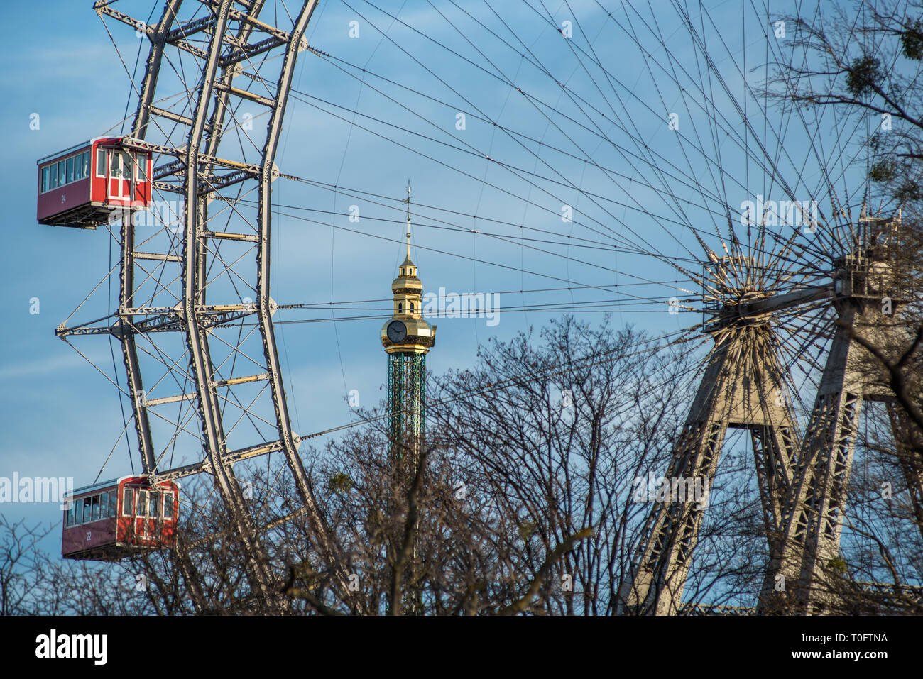 Giant Ferris Wheel at Prater Amusement park, Vienna, Austria Stock ...