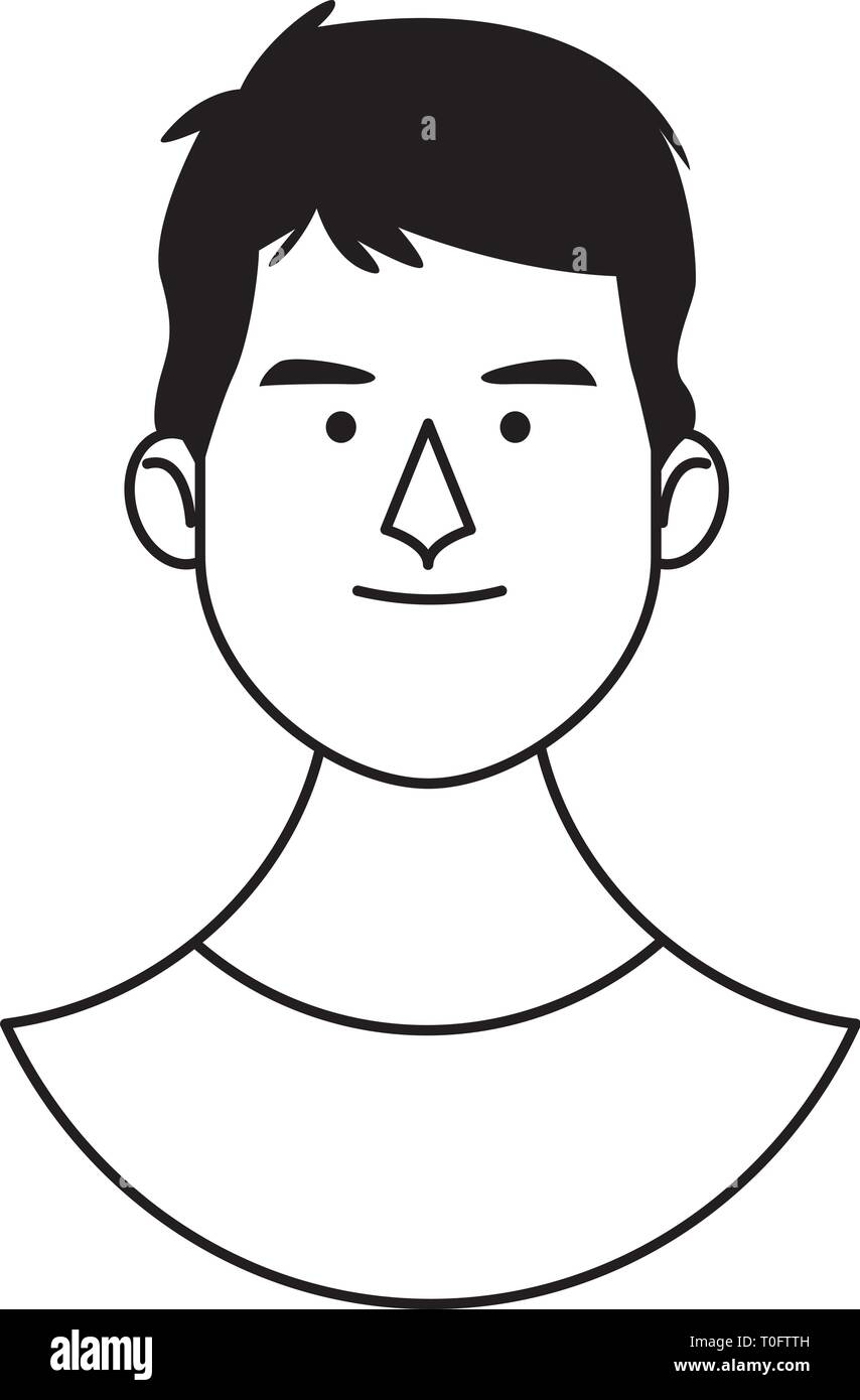 young man face cartoon in black and white Stock Vector Image & Art - Alamy