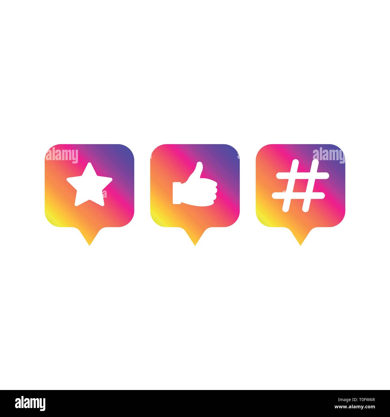 Social media modern sign. Like, follower, hashtag, gradient color. Like ...
