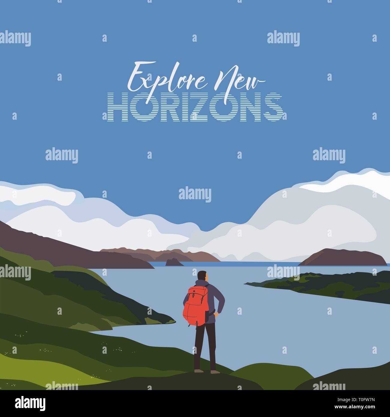 Mountains background. New horizons exploration poster Stock Vector ...