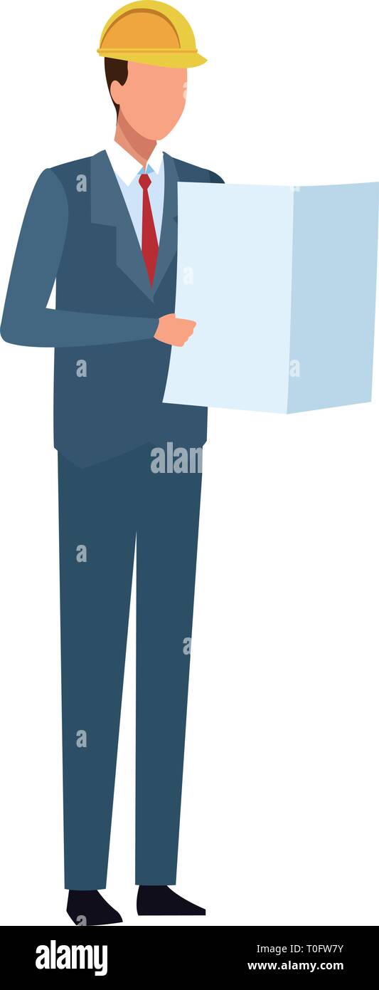 Construction engineer with plans colorful Stock Vector Image & Art - Alamy