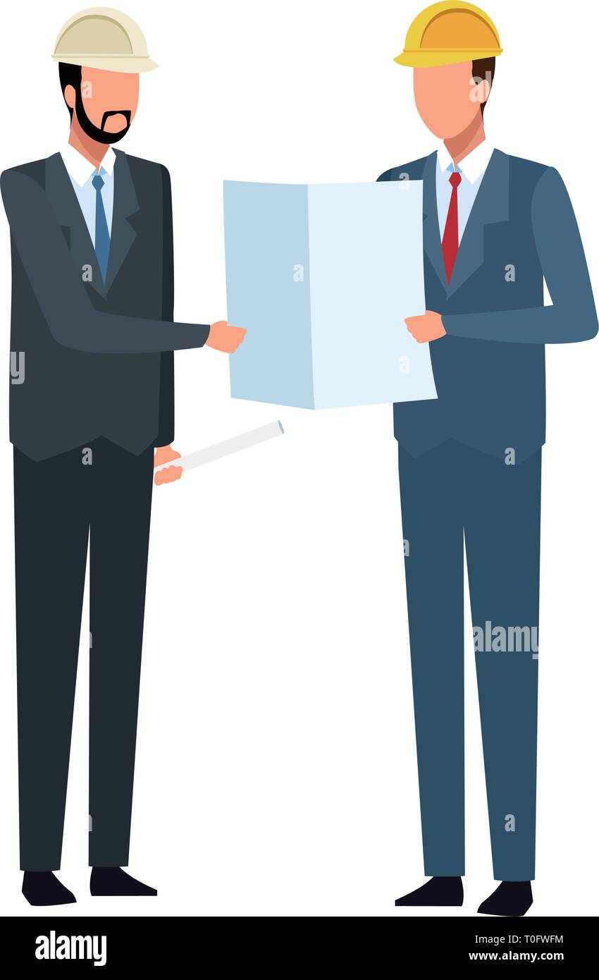 Architect looking at plans Stock Vector Images - Alamy