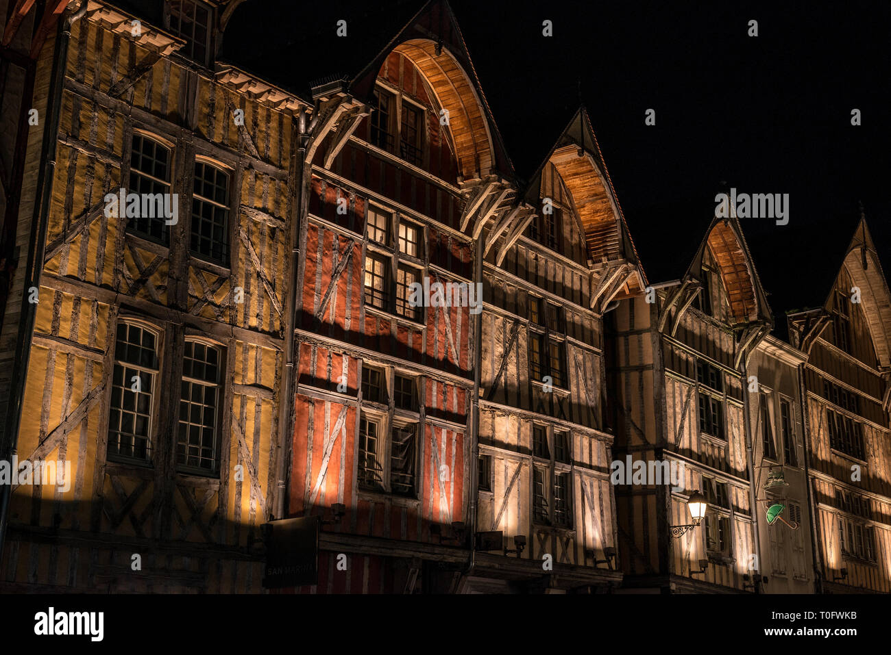 Troyes, medieval town at night, La Champagne Region, France Stock Photo ...