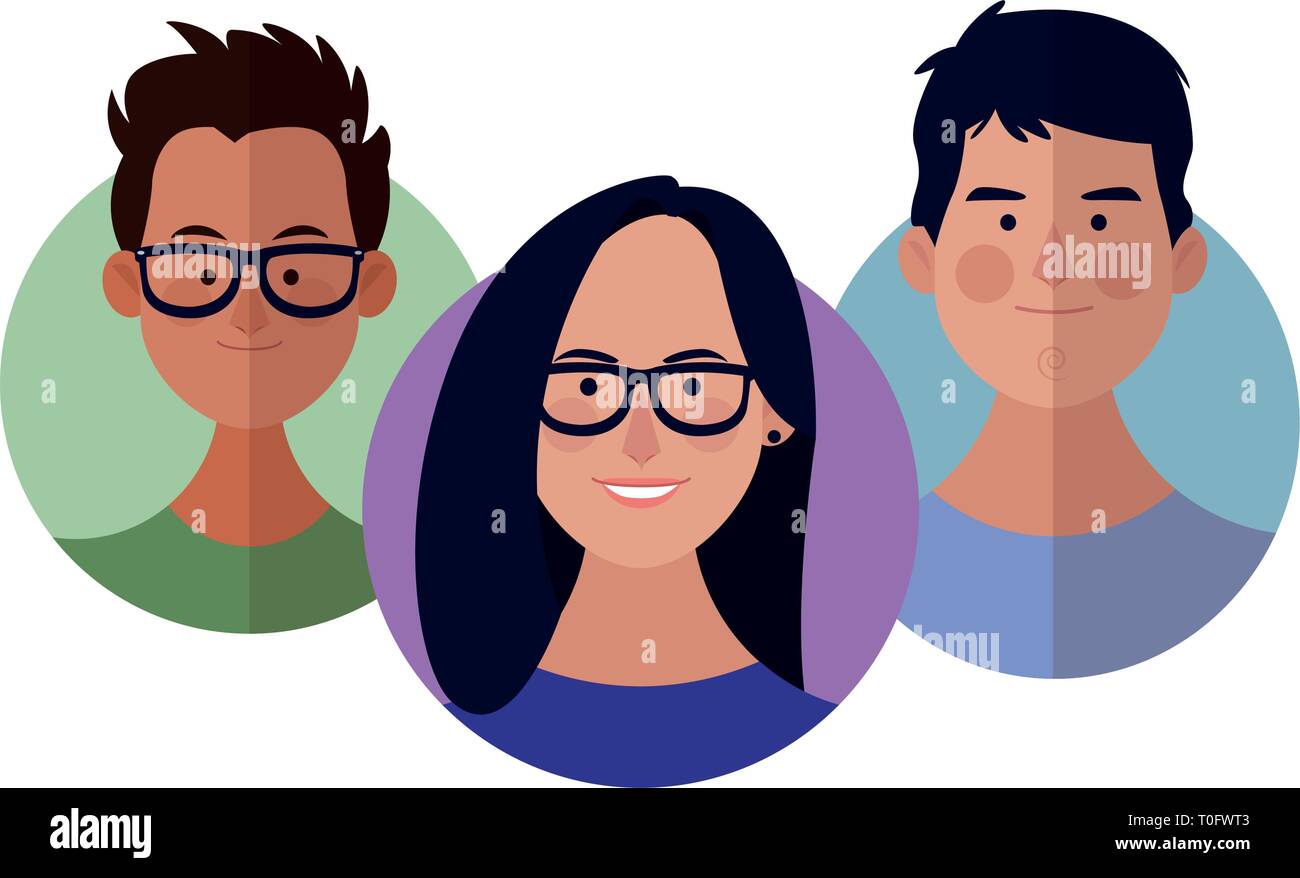 Young people face round icons Stock Vector Image & Art - Alamy