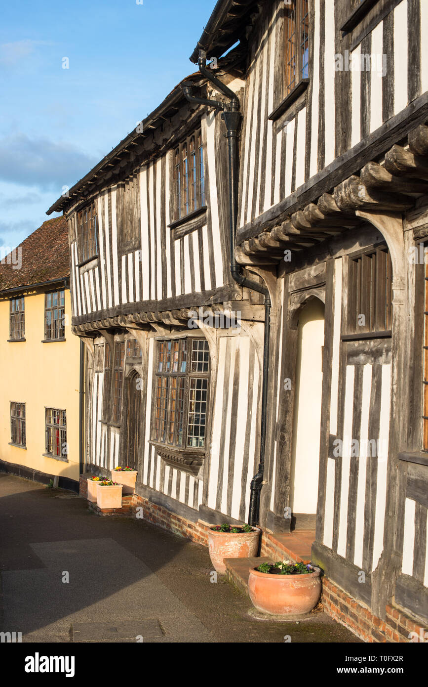 Half-timbered medieval cottages, Lavenham, Suffolk, England, United ...