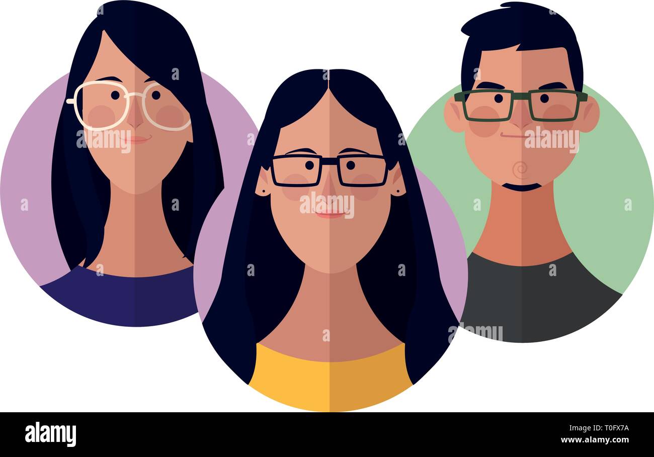 Young people face round icons Stock Vector Image & Art - Alamy