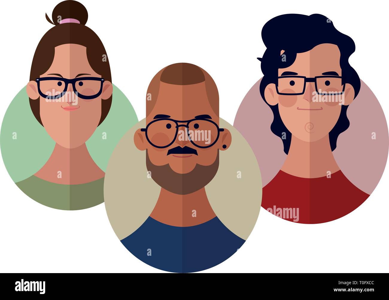 Young people face round icons Stock Vector Image & Art - Alamy