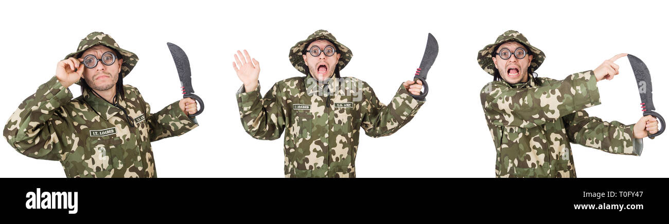 Funny soldier isolated on white Stock Photo - Alamy