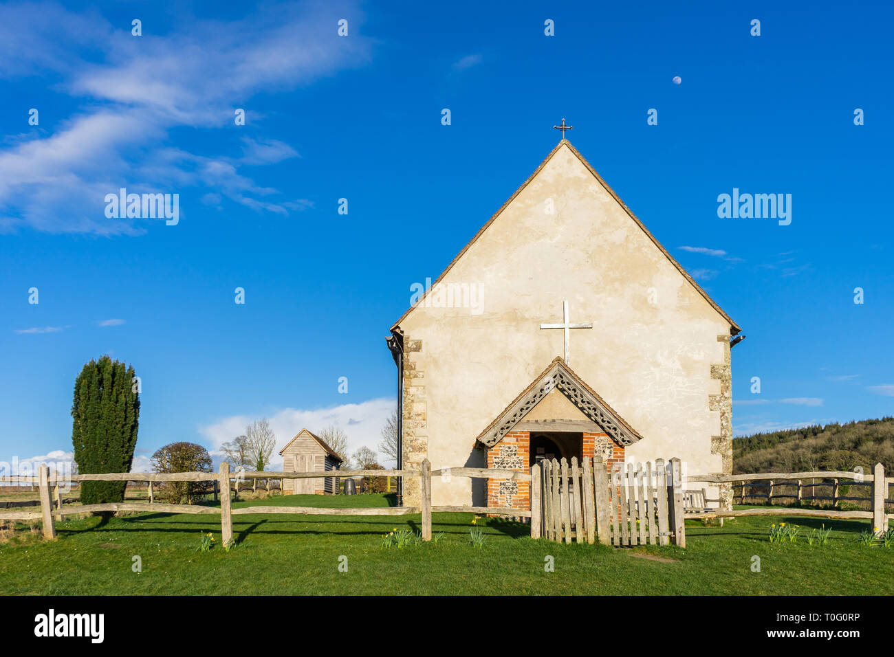 St Huberts Church in Idsworth in the Meon Valley during spring 2019 ...