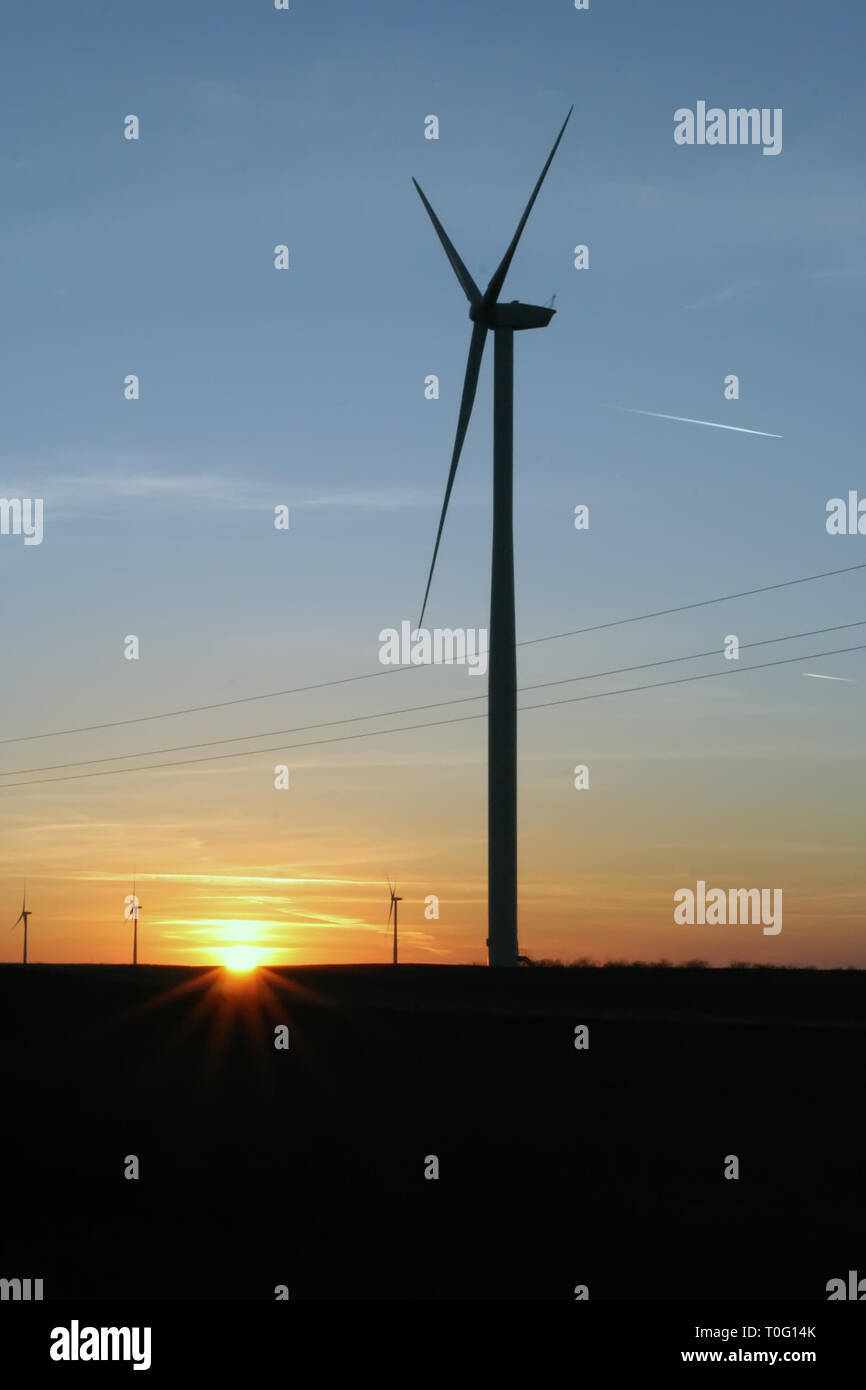 Windmill field. Electric power plant. Wind force power plant ...