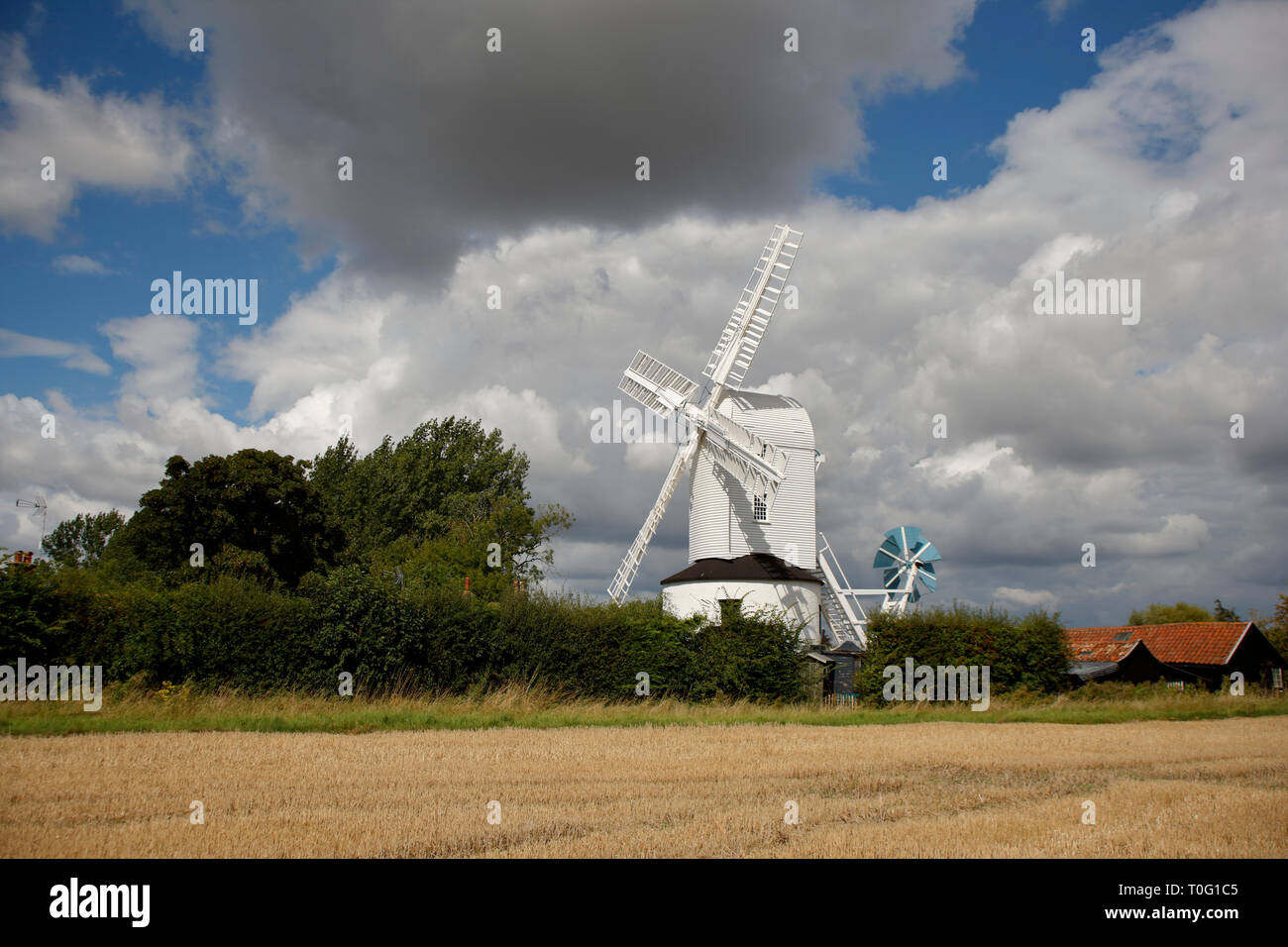 Saxtead Green Post Mill is a corn mill, it's body revolves on a post ...