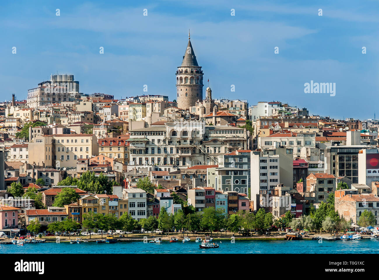 Istanbul, Turkey, 11 June 2007: The Galata Tower and Karakoy buldings ...