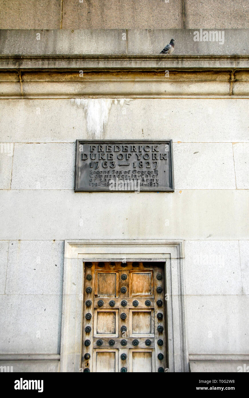 London, UK, 30 October 2012: Frederic Duke Of York Sign and wooden door ...