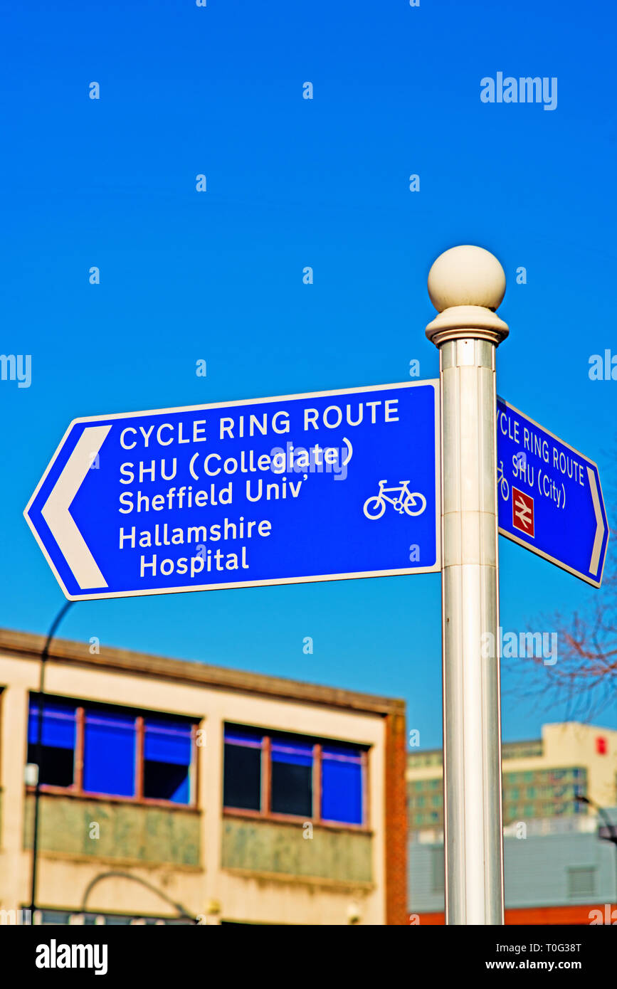 Sheffield, Cycle Ring Route Information Sign, England Stock Photo - Alamy