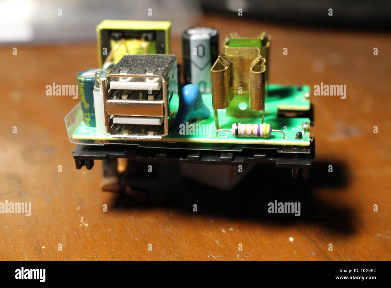 Closeup view at a universal adapter device and its components including ...