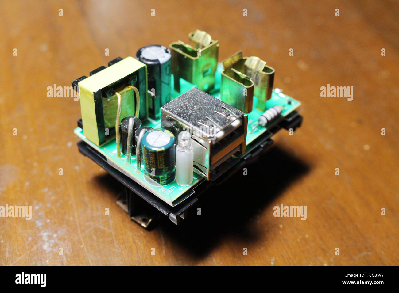 Closeup view at a universal adapter device and its components including ...