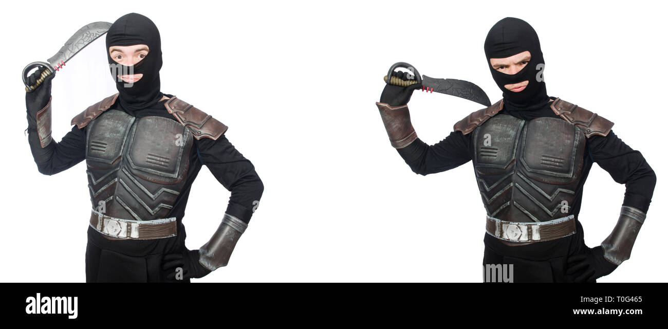 Young funny man in armour suit Stock Photo - Alamy