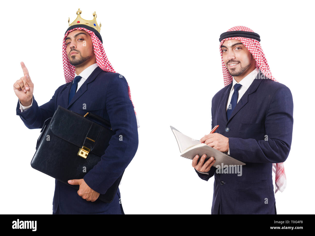 Arab man with bag isolated on white Stock Photo - Alamy