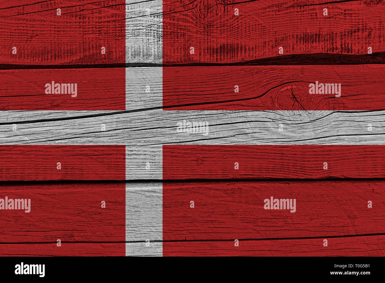 Denmark flag painted on old wood plank. Patriotic background. National ...
