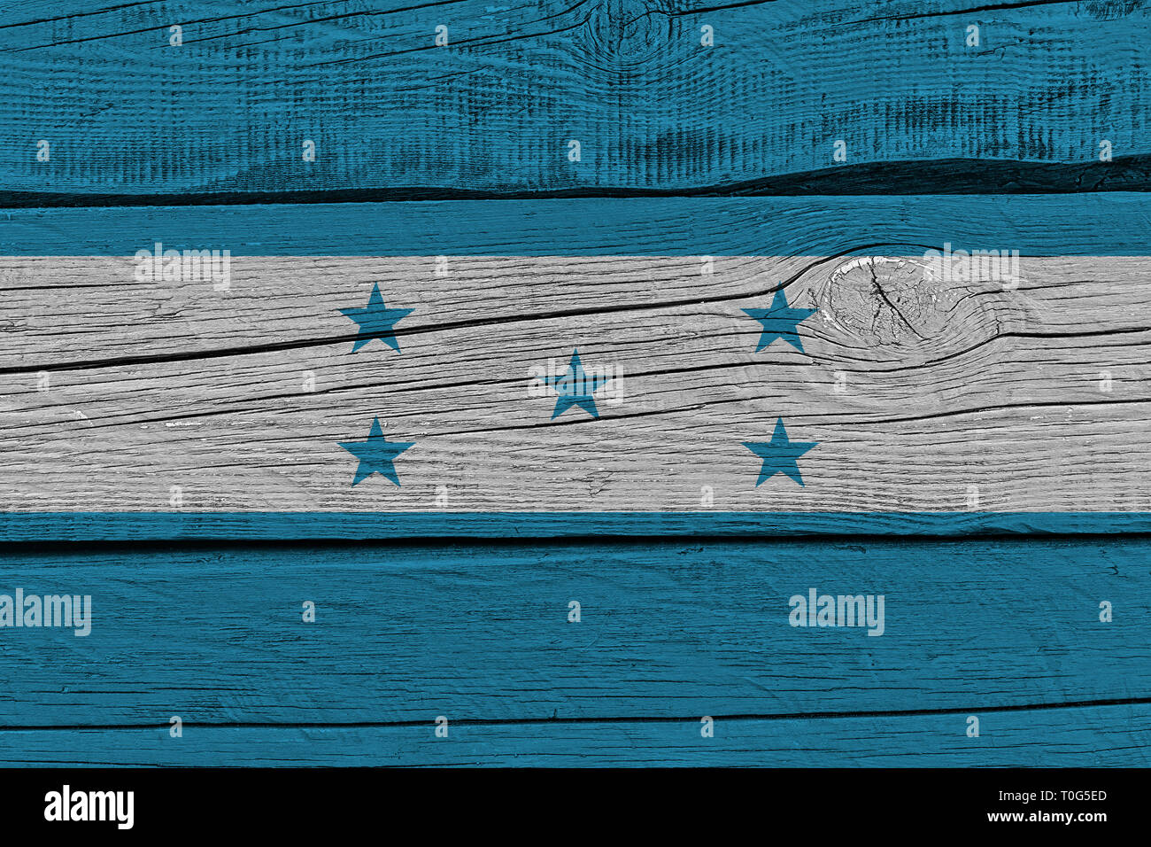 Honduras flag painted on old wood plank. Patriotic background. National ...