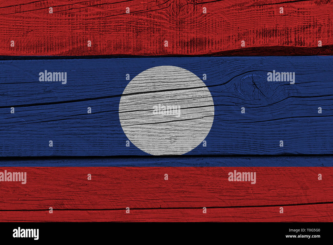 Laos flag painted on old wood plank. Patriotic background. National ...