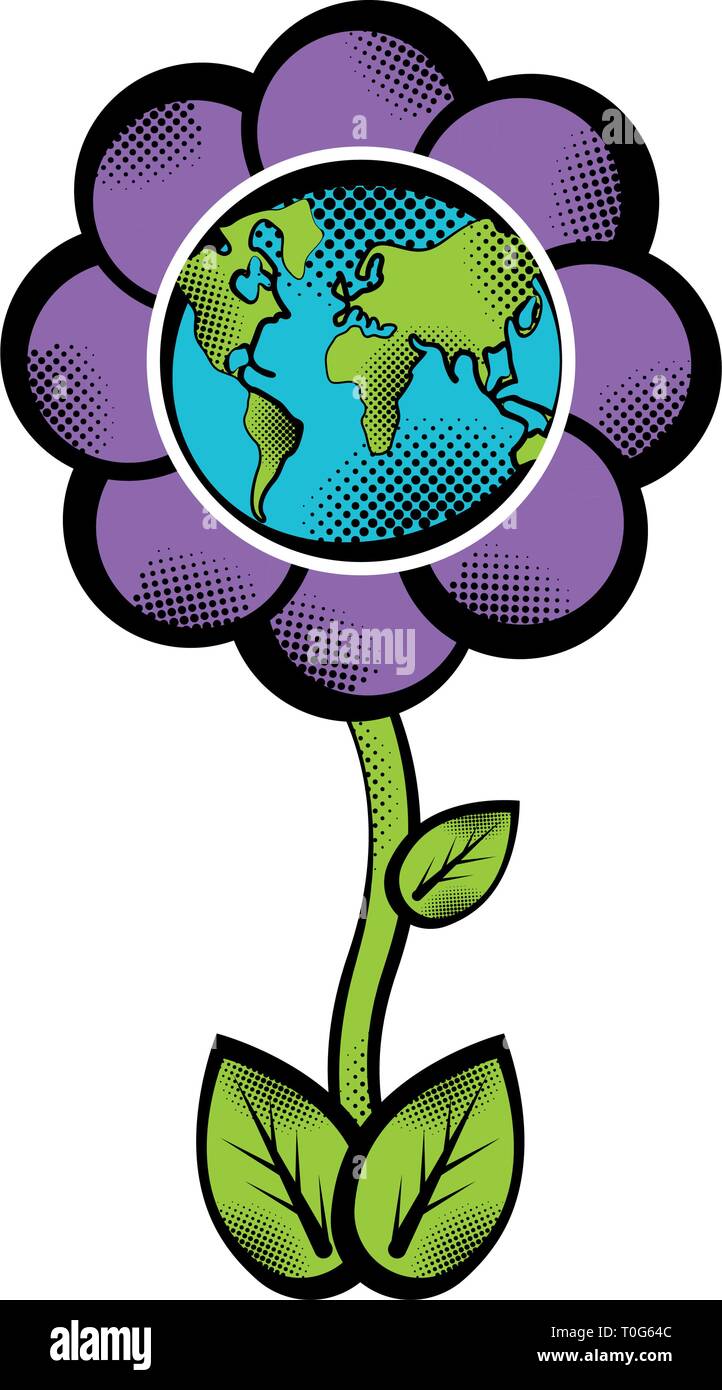 Sketch of planet Earth on a blossom flower Stock Vector Image & Art - Alamy