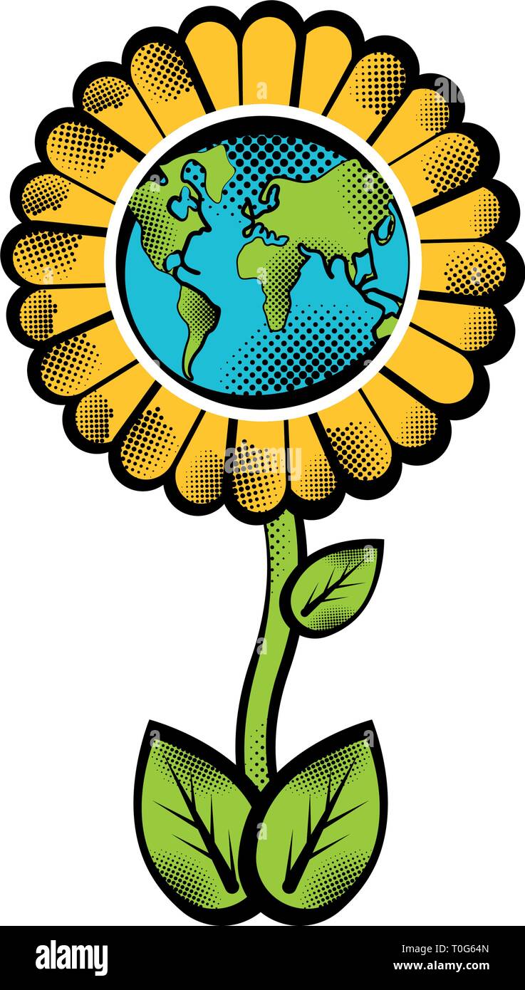 Sketch of planet Earth on a blossom flower Stock Vector Image & Art - Alamy
