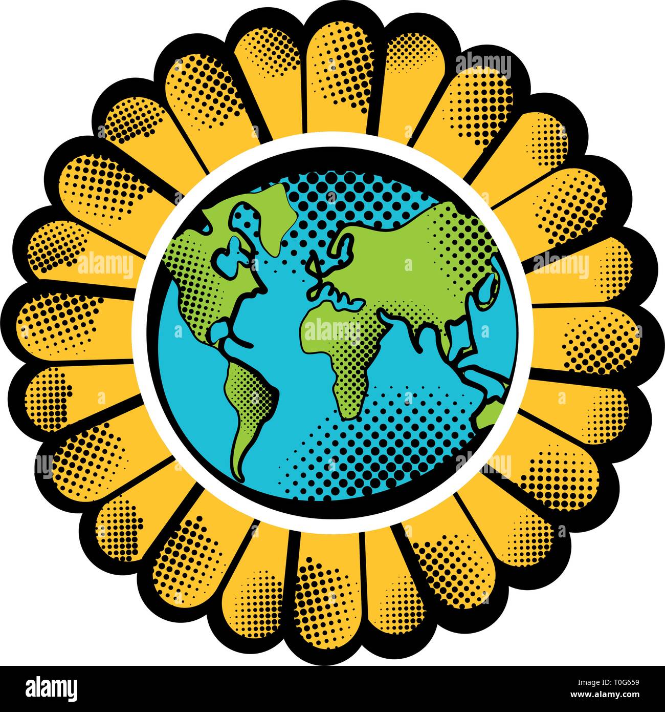 Sketch of planet Earth on a blossom flower Stock Vector Image & Art - Alamy