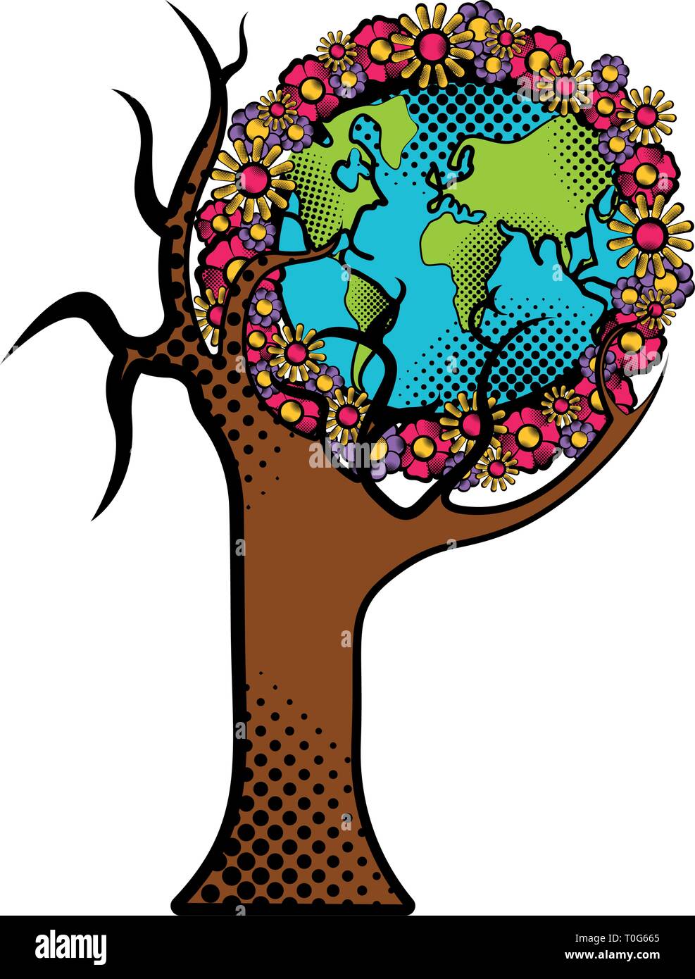 Planet earth tree cartoon Stock Vector Images - Alamy