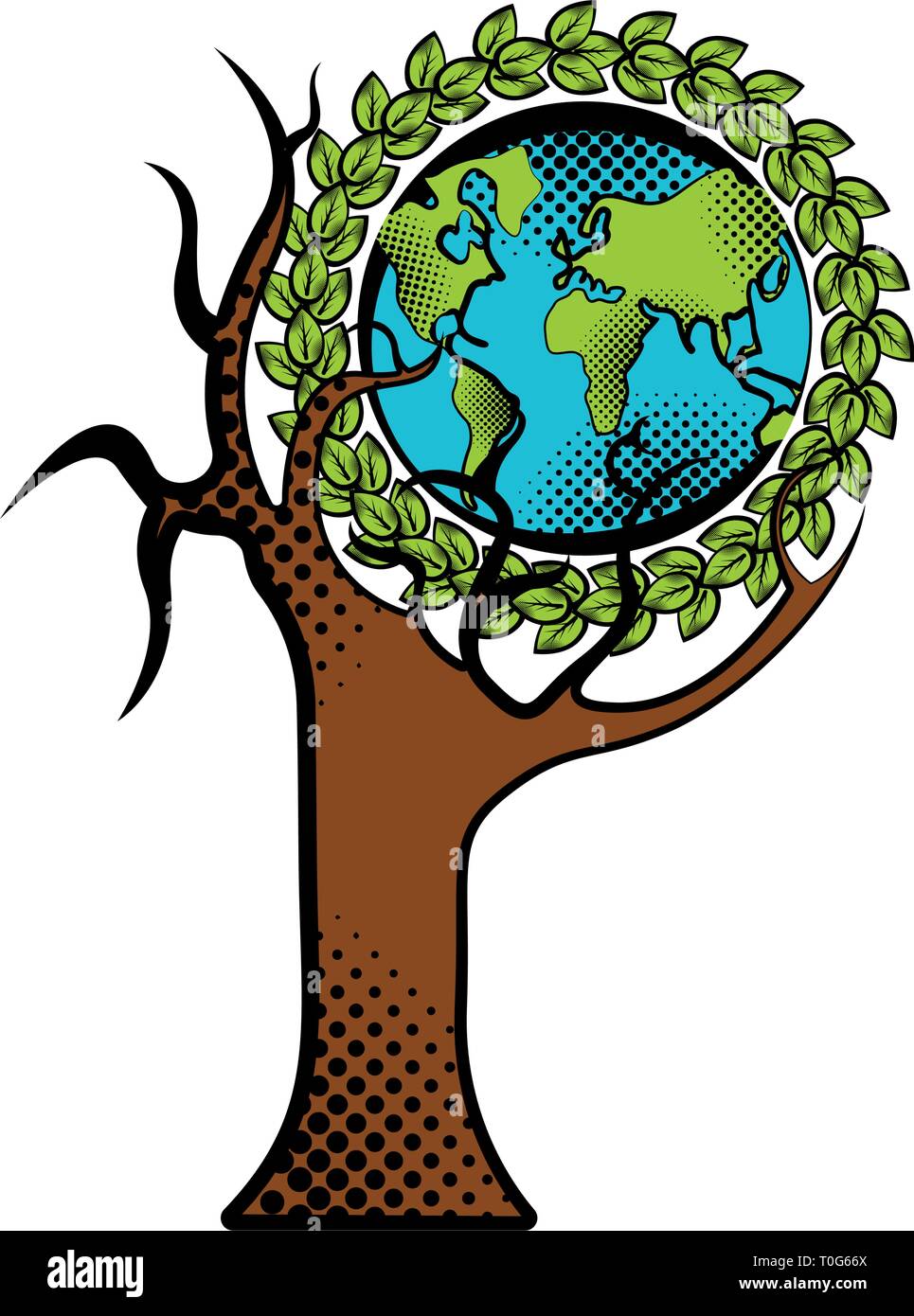 Sketch of planet Earth on a tree Stock Vector Image & Art - Alamy