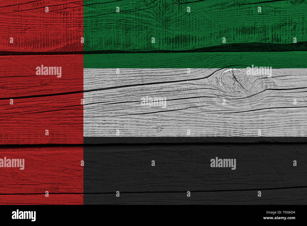 United arab flag painted on old wood plank. Patriotic background ...
