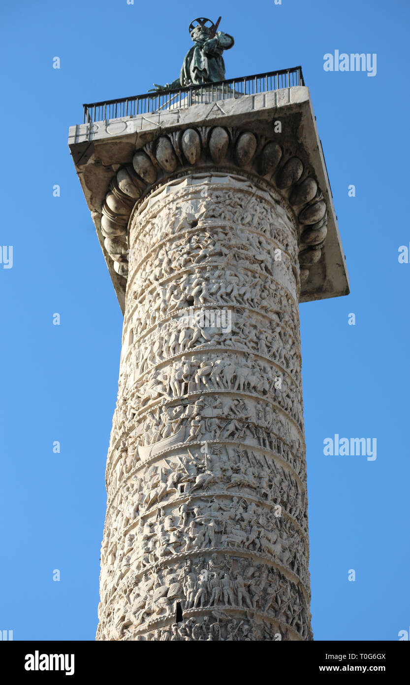 Detail of Column of Marcus Aurelius in Rome Italy Stock Photo - Alamy