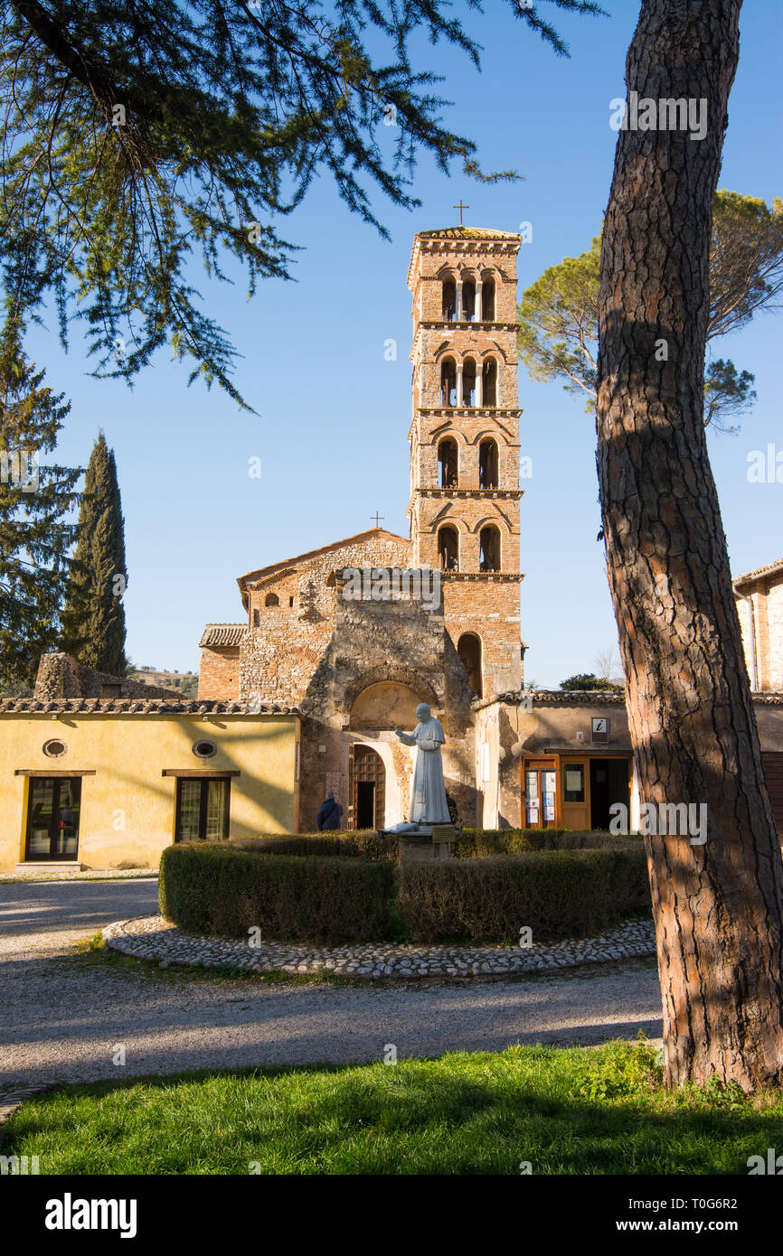 Sanctuary of Vescovio (Lazio, Italy). Church and bell tower in Sabina ...