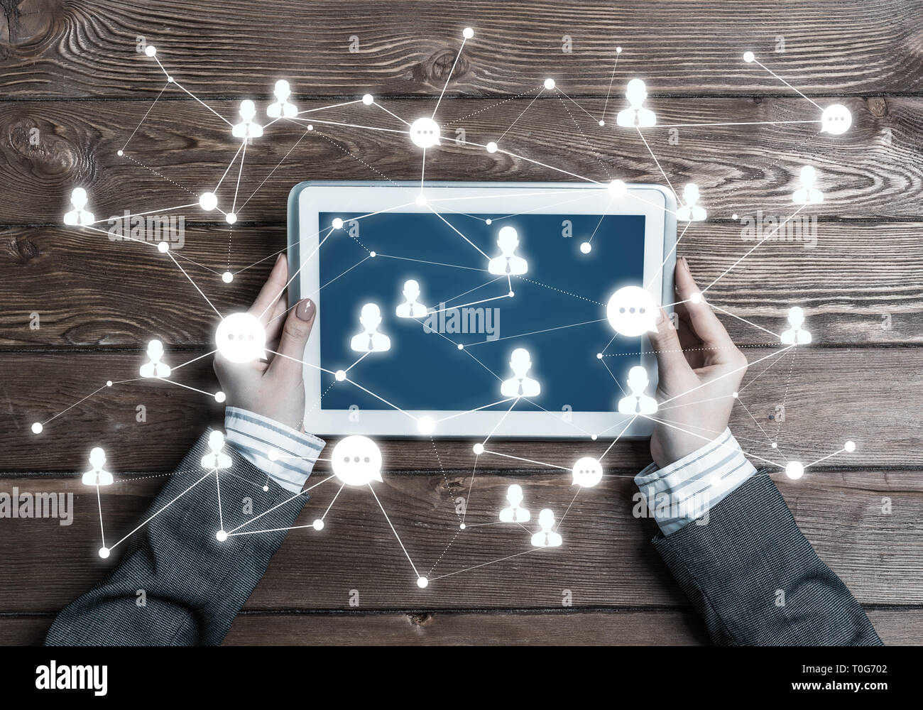 Concept of social communication and networking with social connection ...